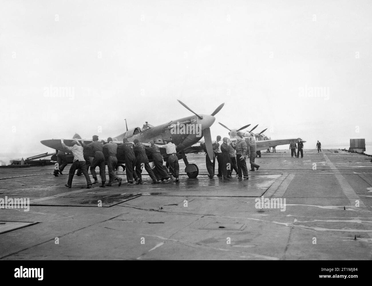 Supermarine Seafires aboard HMS ARGUS off Lamlash, Scotland, August ...