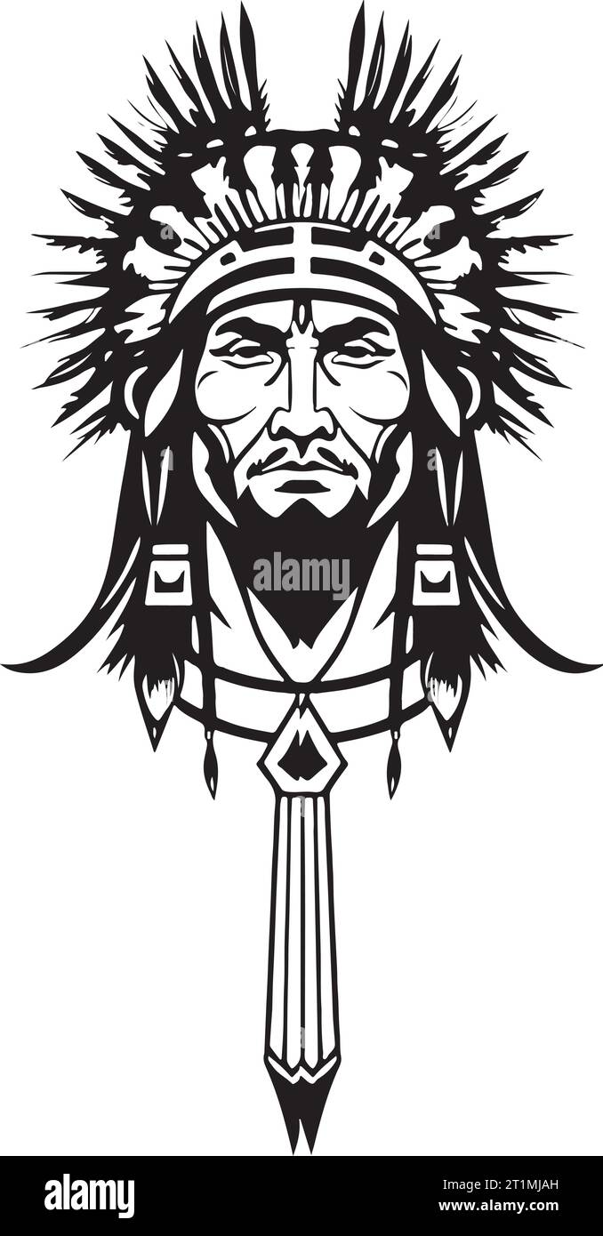 Fantastic lovely vector art Native indians draw Stock Vector Image ...