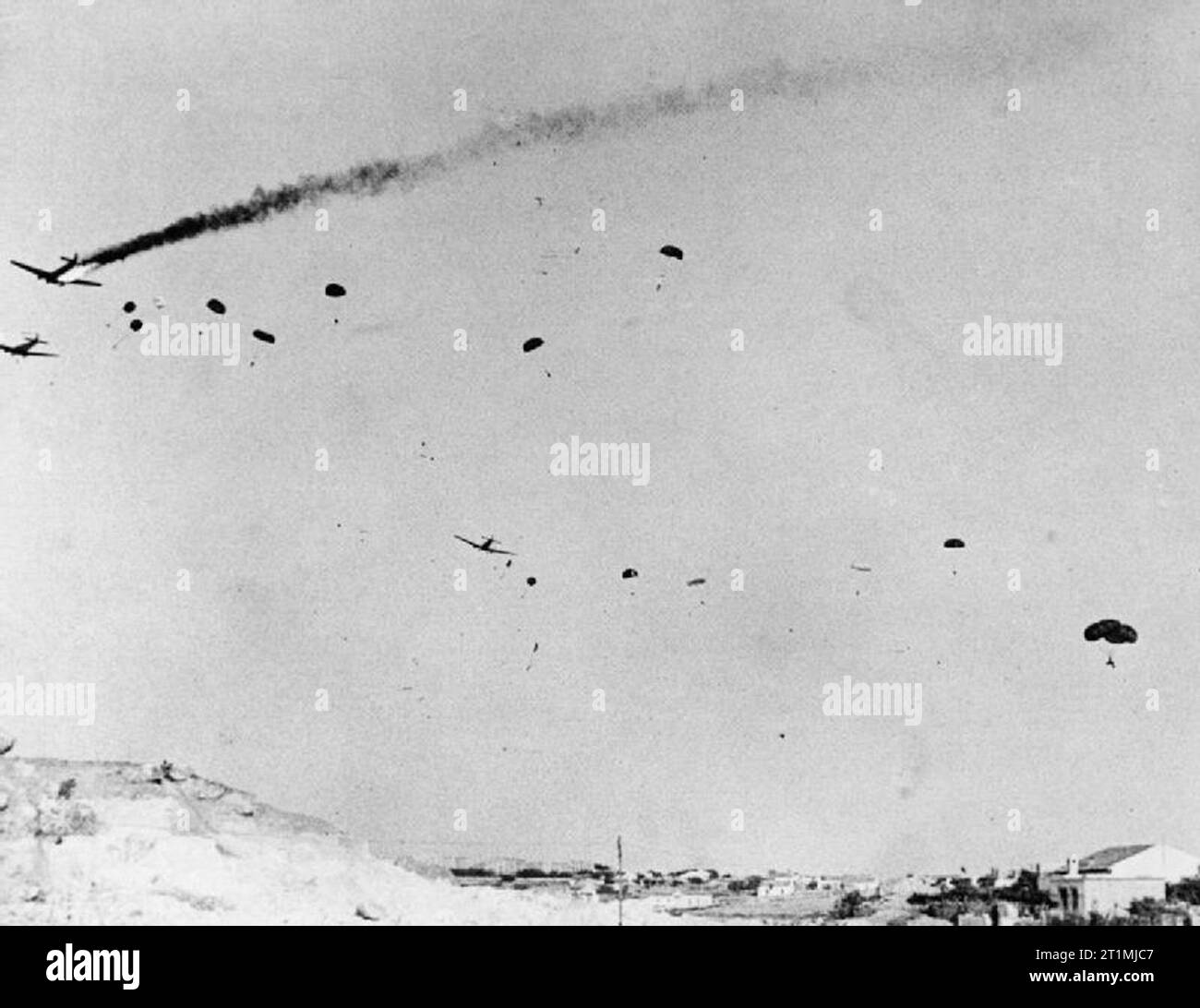 The German Invasion of Crete, May 1941 A blazing German troop-carrier ...