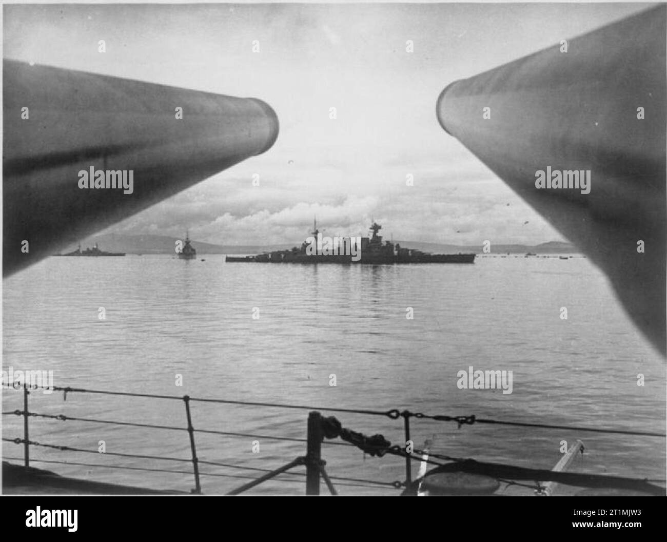 The Royal Navy during the Second World War HMS HOOD seen between two 16 ...