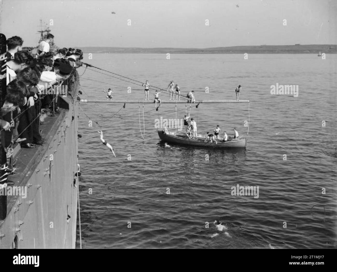 The Royal Navy during the Second World War Men bathing in the sea from ...