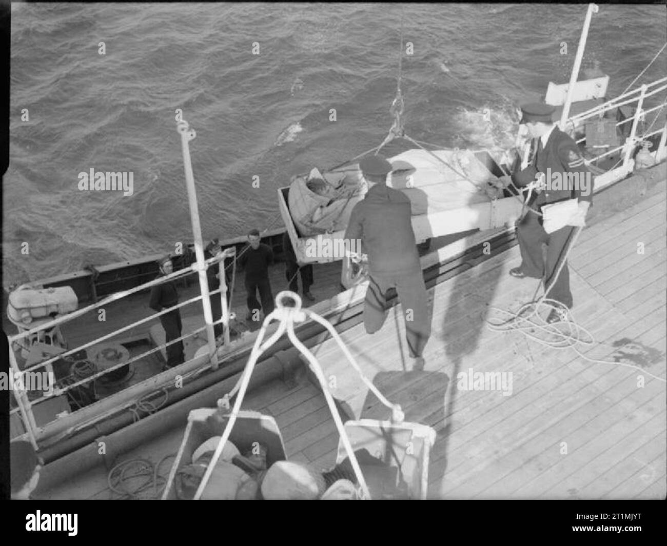 The Royal Navy during the Second World War A patient being hoisted in a ...