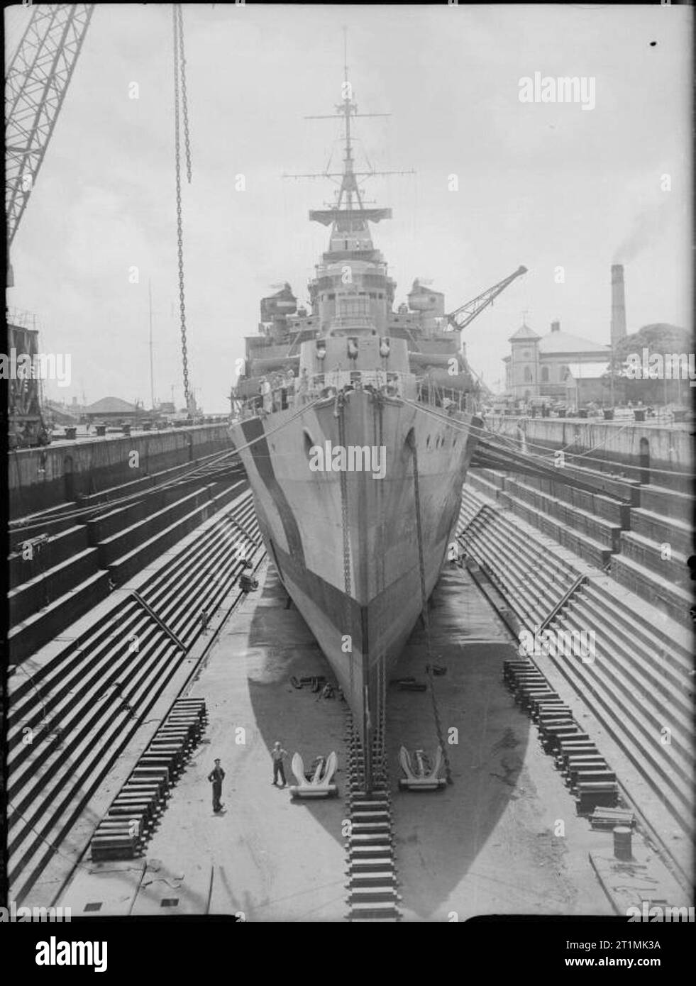 The Royal Navy during the Second World War HMS MAURITIUS in dry dock ...