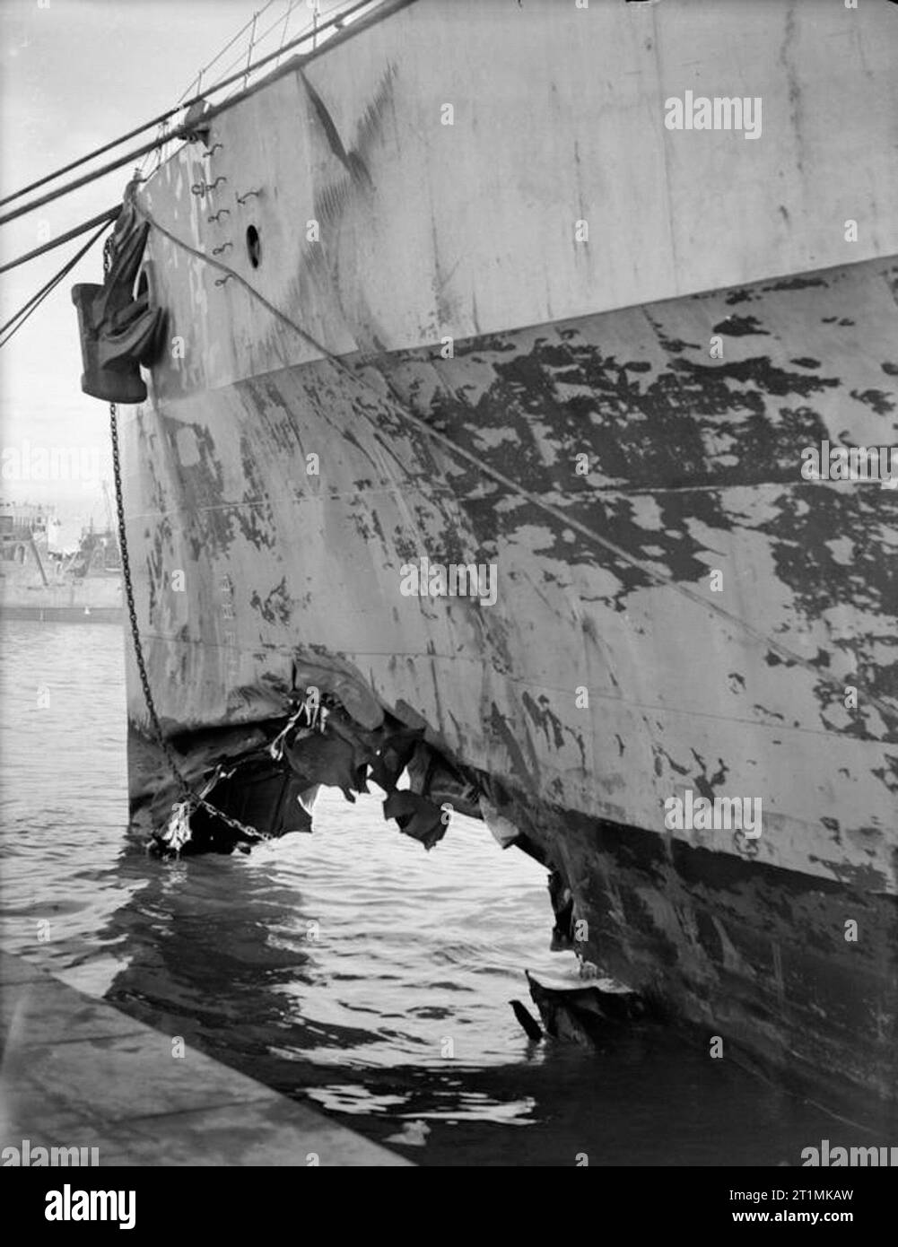 The Royal Navy during the Second World War The damaged bows of HMS ...