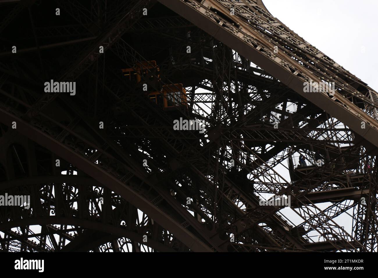 Close-up view of an Eiffel tower showcasing its architecture and bulit ...