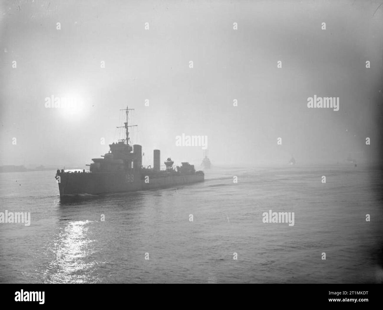 The Royal Navy during the Second World War Destroyers at sea at dawn ...