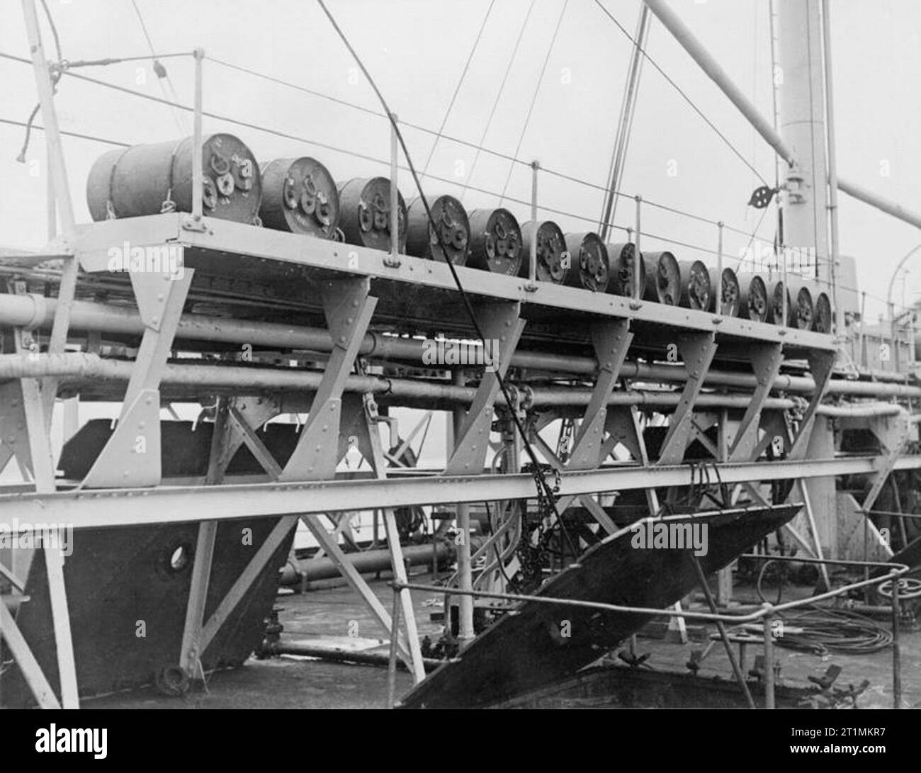 Depth Charge Transfer at Sea. 15 July 1943, on Board the Oiler Ss ...