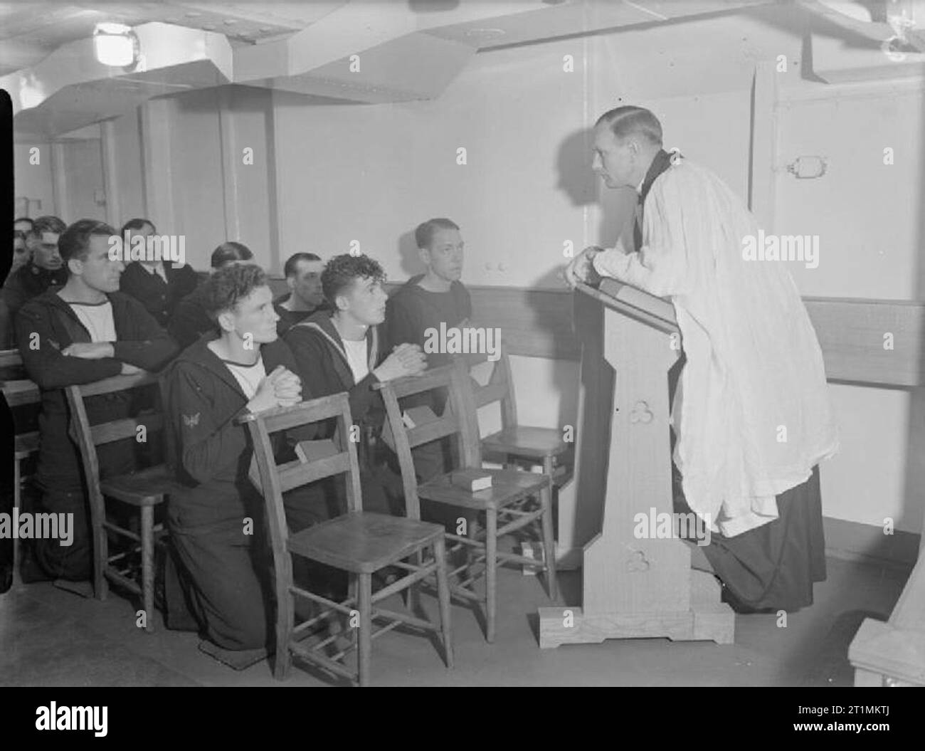 The Royal Navy During The Second World War Ratings Attending Divine Serice At 730am In The