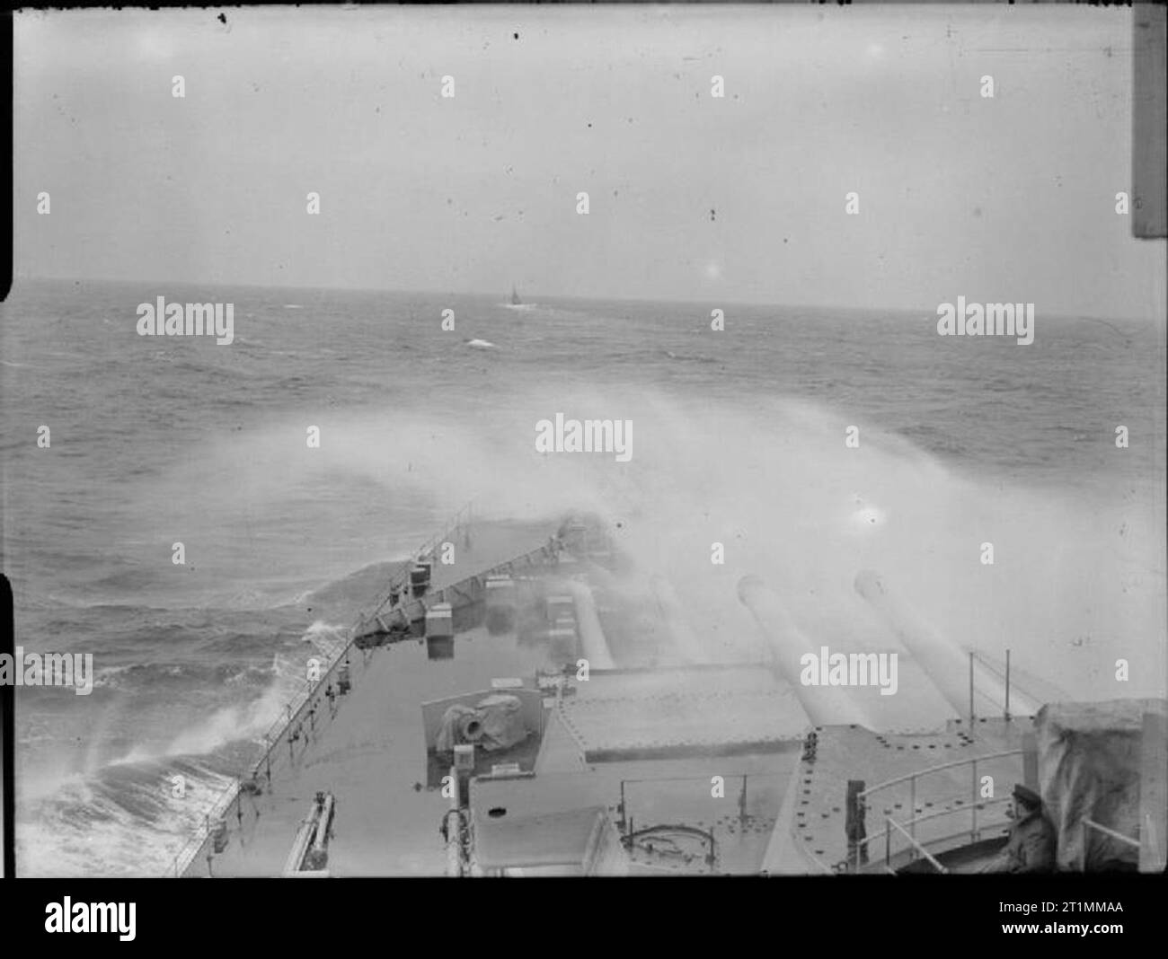 The Royal Navy during the Second World War Looking down on the bow of ...