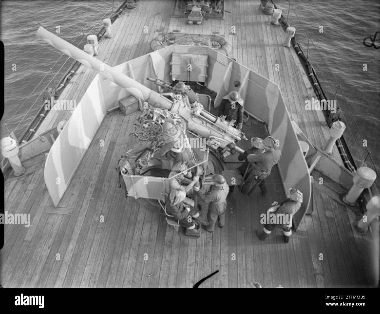 The Royal Navy during the Second World War Looking down on the gun crew ...