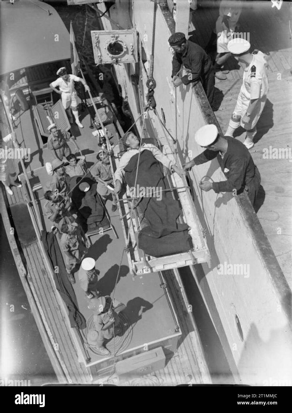 The Royal Navy during the Second World War A patient being hoisted ...
