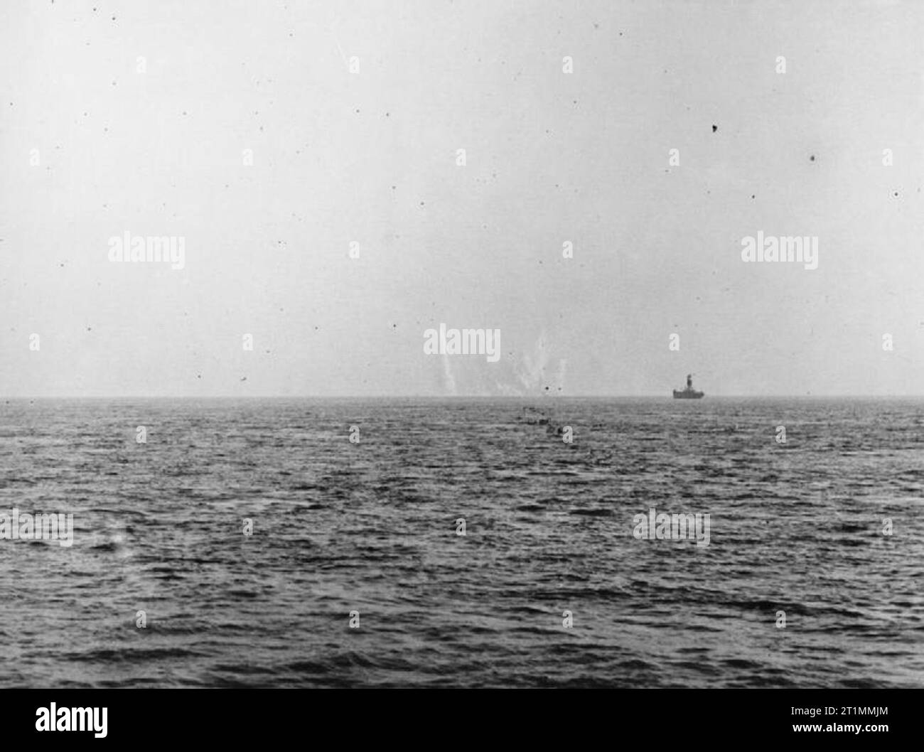 The Royal Navy during the Second World War Mines being detonated off ...