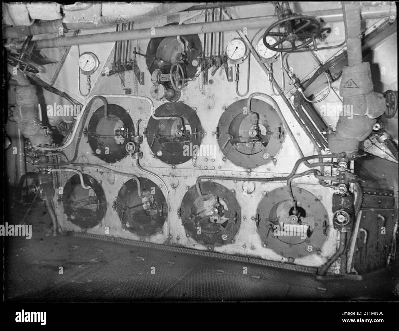 The Royal Navy during the Second World War Y1 boiler front, showing the ...