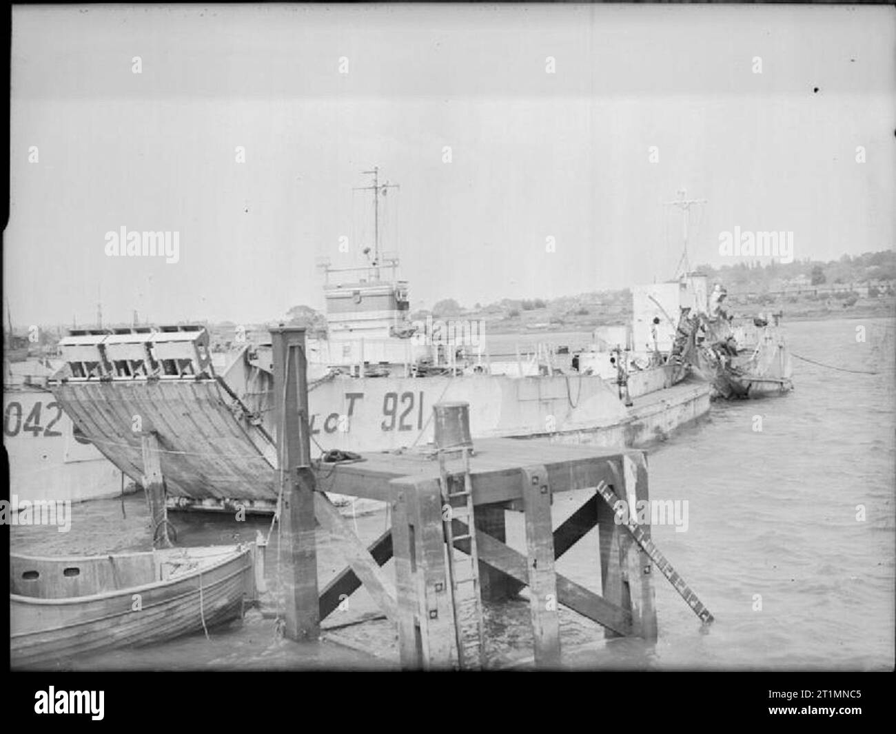 The Royal Navy during the Second World War View of the damaged LCT 921 ...