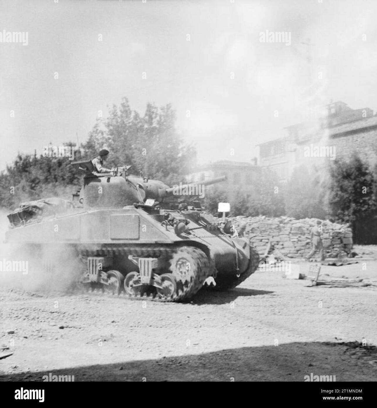 A Sherman tank of 26th Armoured Brigade, 6th Armoured Division, at ...