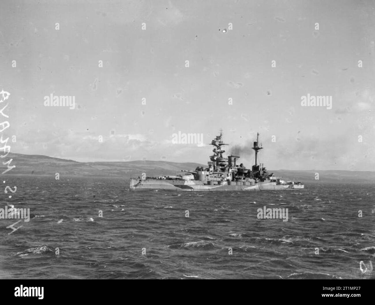 The Royal Navy during the Second World War HMS MALAYA off the coast at ...