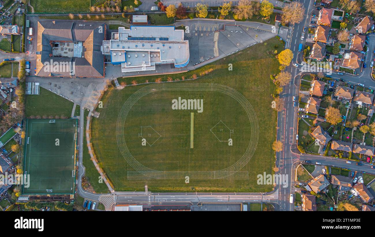 An aerial view of Burnage Academy for Boys, Burnage, Manchester Stock ...