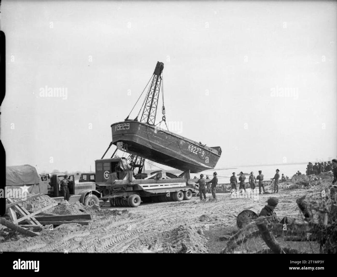 The Royal Navy during the Second World War Landing craft being unloaded ...