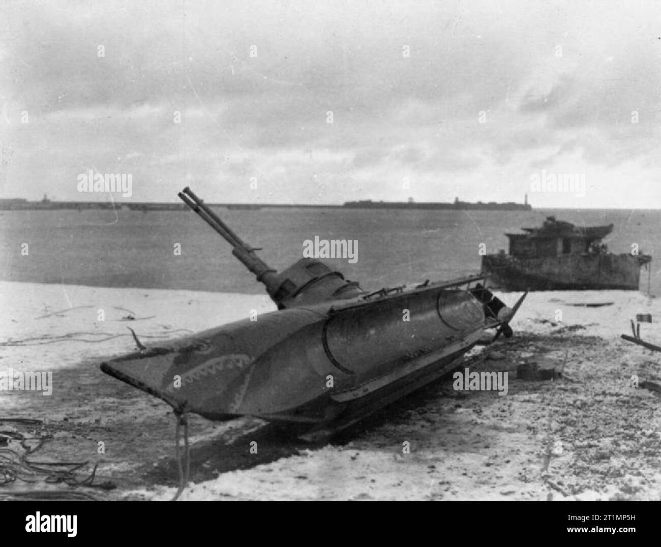 The Royal Navy during the Second World War Bow view of a German Biber ...
