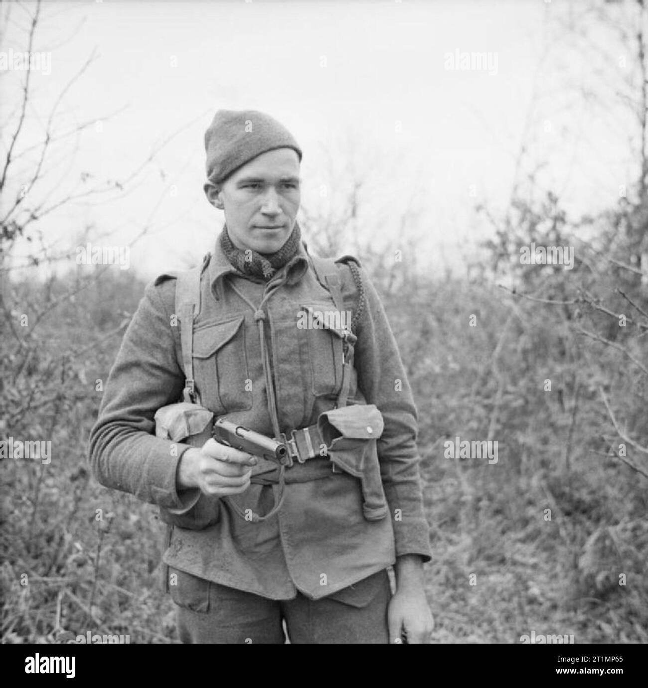 Private W Stack of No. 9 Commando at Anzio, equipped for a patrol with ...