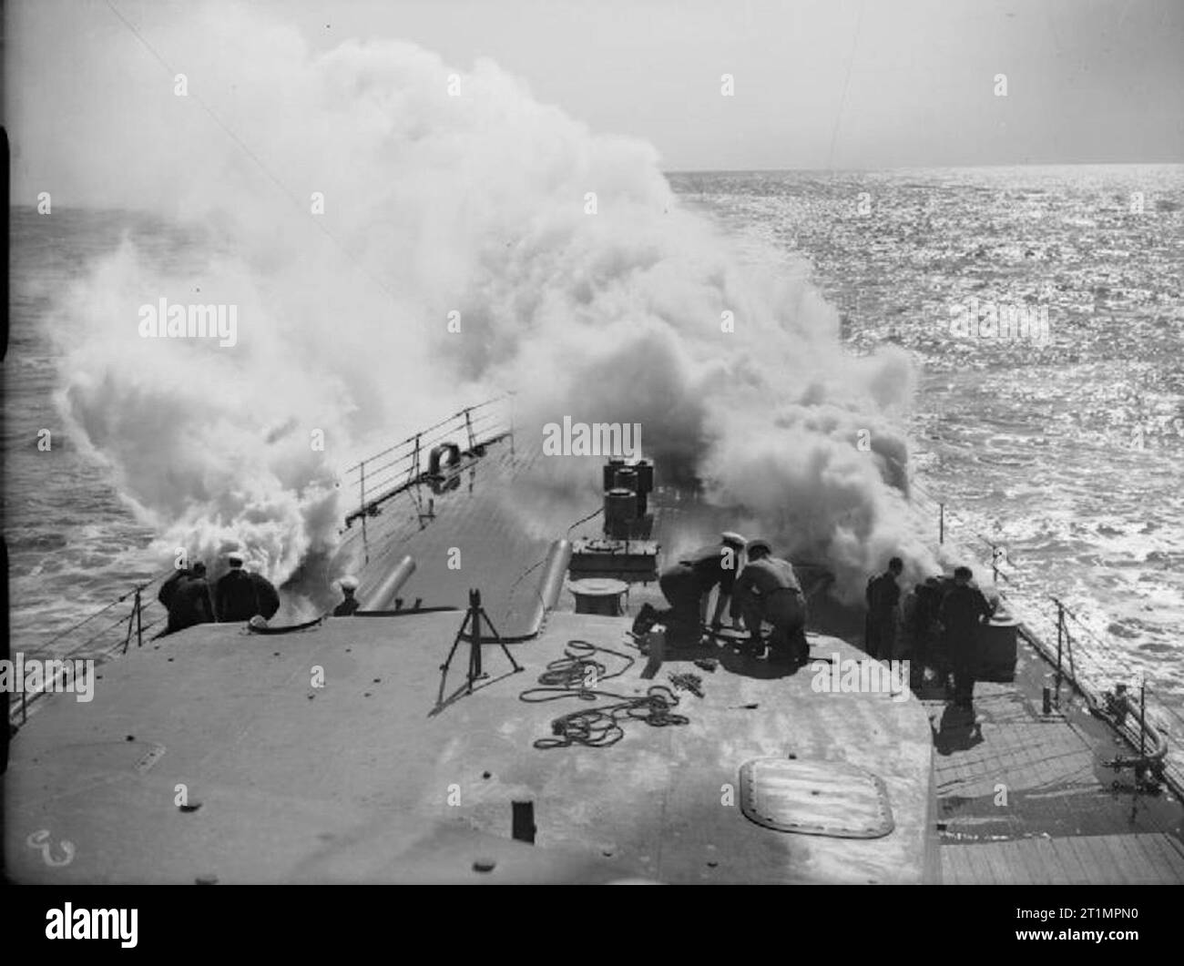 The Royal Navy during the Second World War HMS SHEFFIELD putting up a ...