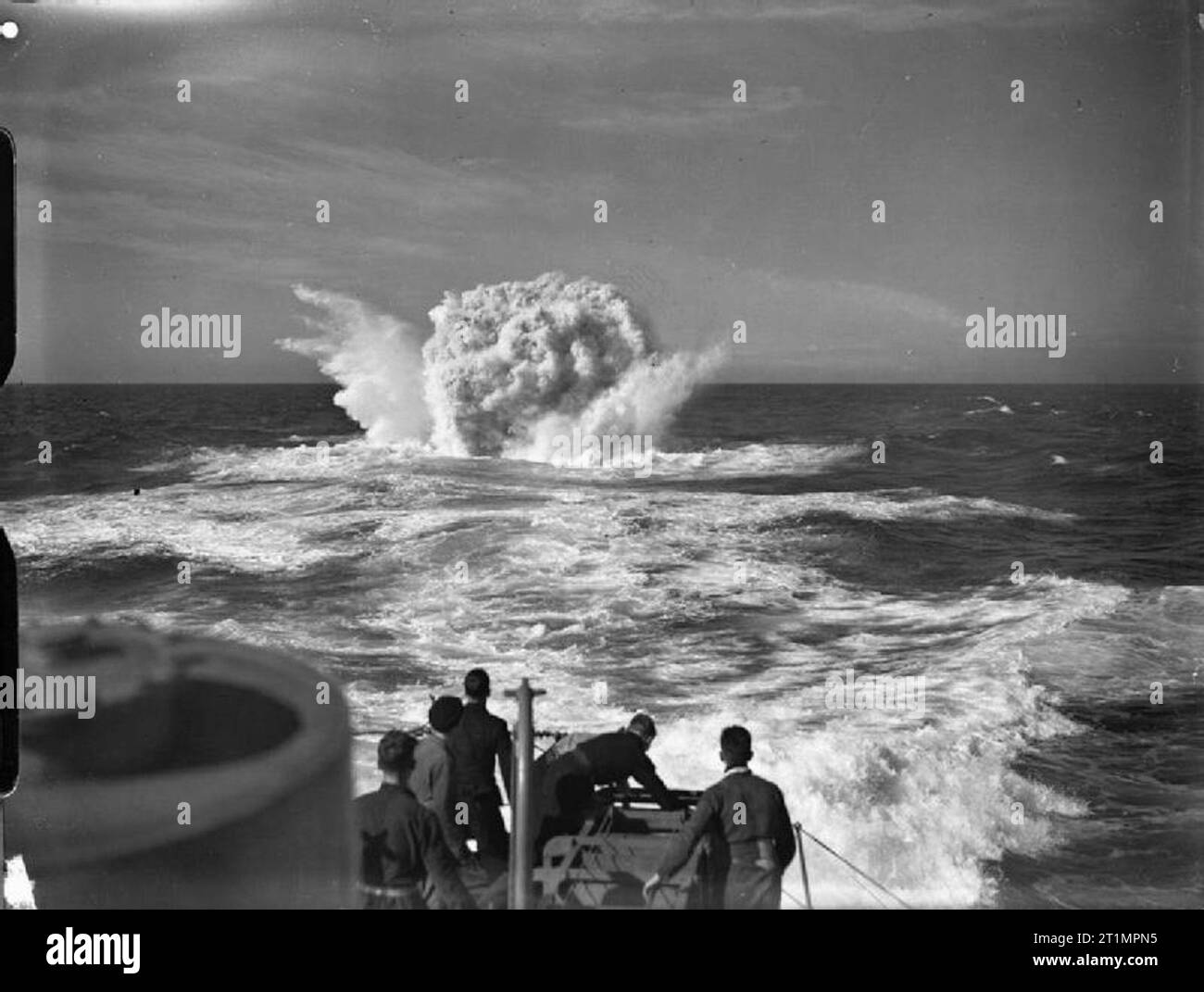 The Royal Navy during the Second World War Depth charges exploding ...