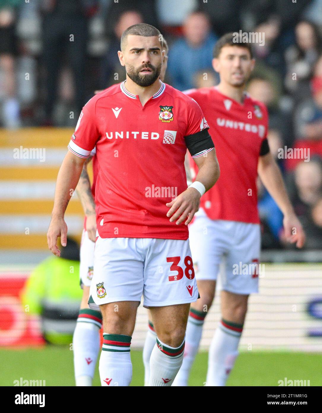 Wrexham, UK. 14th Oct, 2023. Elliot Lee 38# of Wrexham Association ...