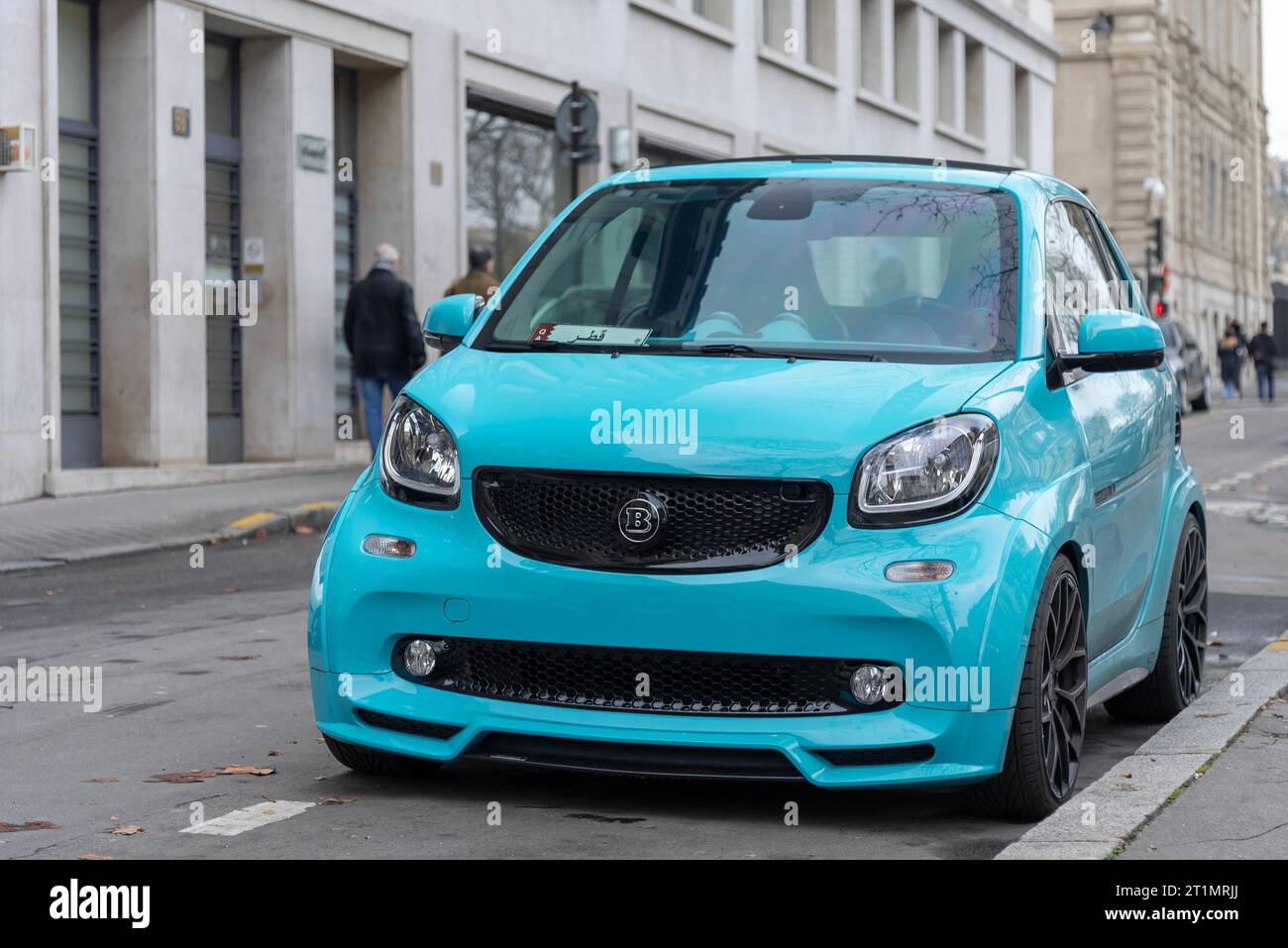 Paris, France - Turquoise Smart Brabus Ultimate 125 parked on a ...