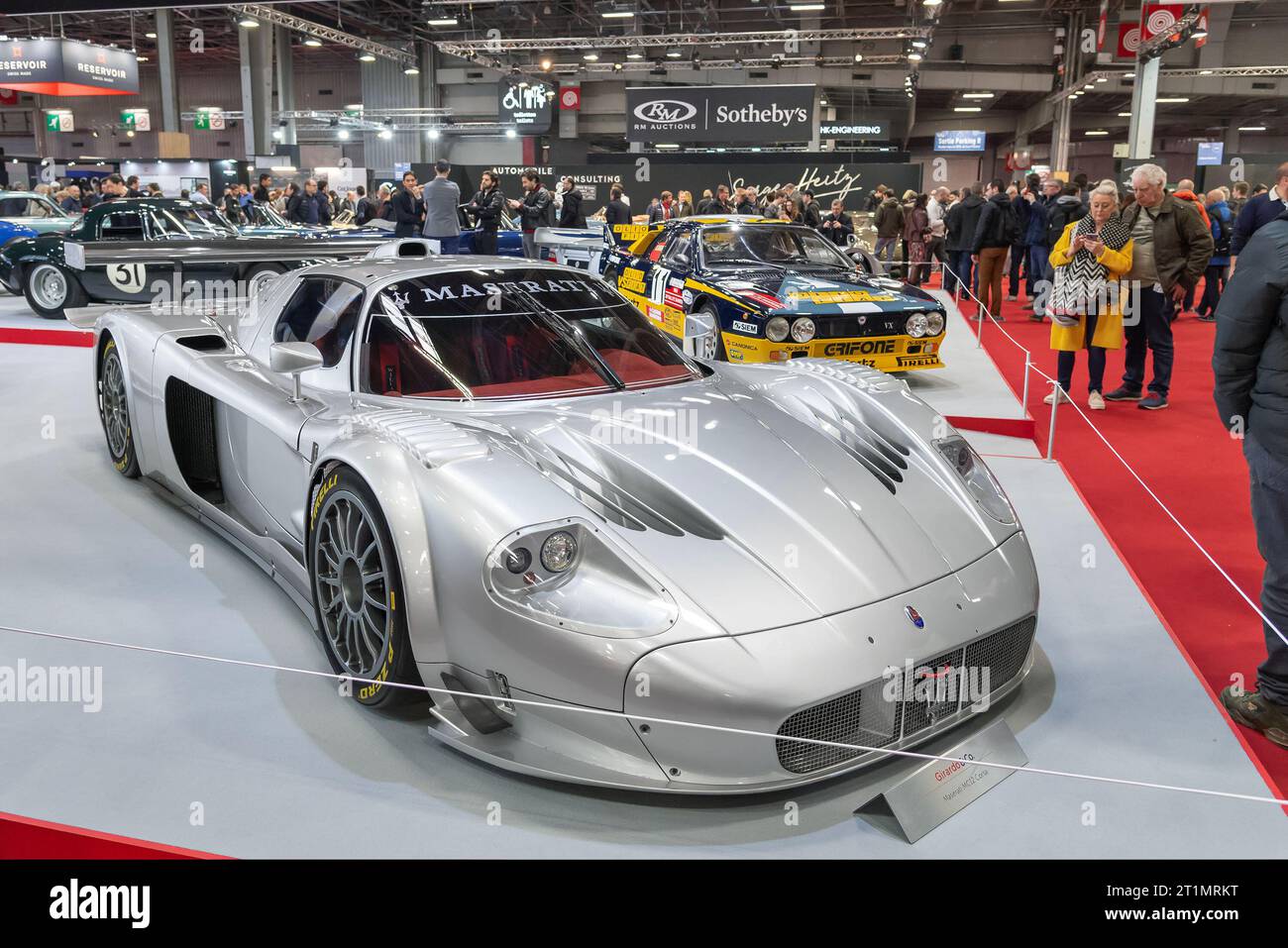Paris, France - Rétromobile 2019. Focus on a grey 2005 Maserati MC12 ...