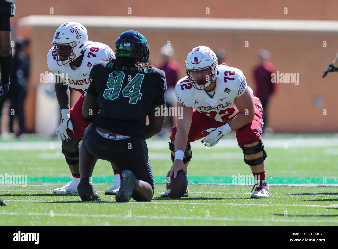 October 14, 2023:.Temple Owls offensive lineman Bryce Thoman (72) looks ...