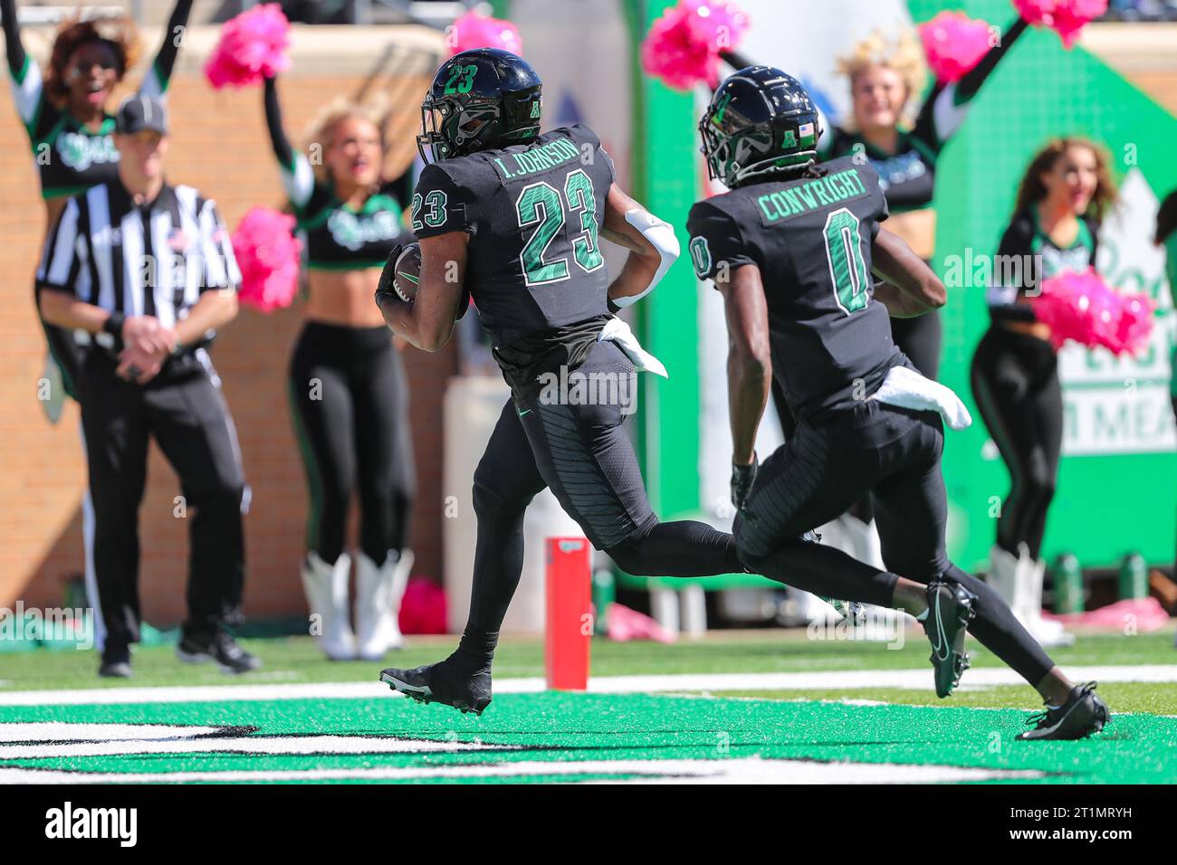 October 14, 2023:.North Texas Mean Green running back Isaiah Johnson ...