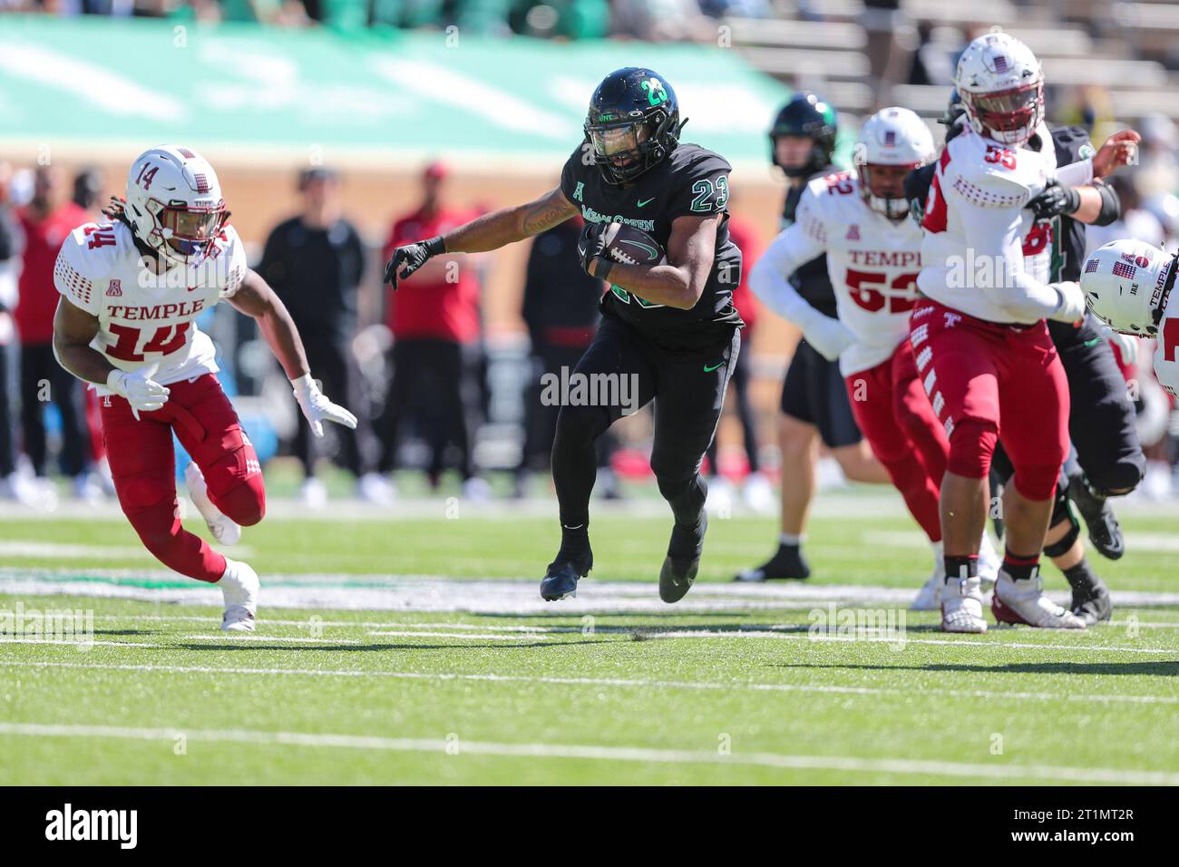 October 14, 2023:.North Texas Mean Green running back Isaiah Johnson ...