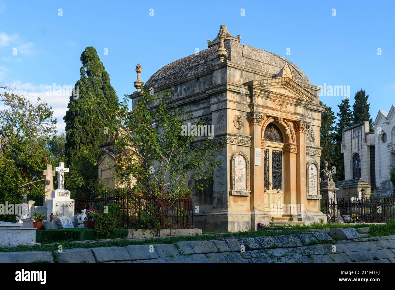 Paola, Malta - December 6th 2018: Gravestones and a mausoleum at the ...