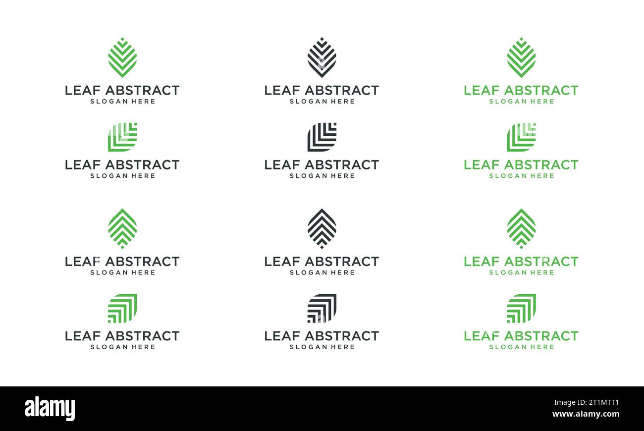 Collection of abstract leaf shapes with growth geometric style graphic ...