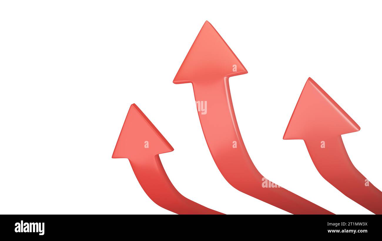 3D realistic arrows up. Three red arrows Stock Photo - Alamy