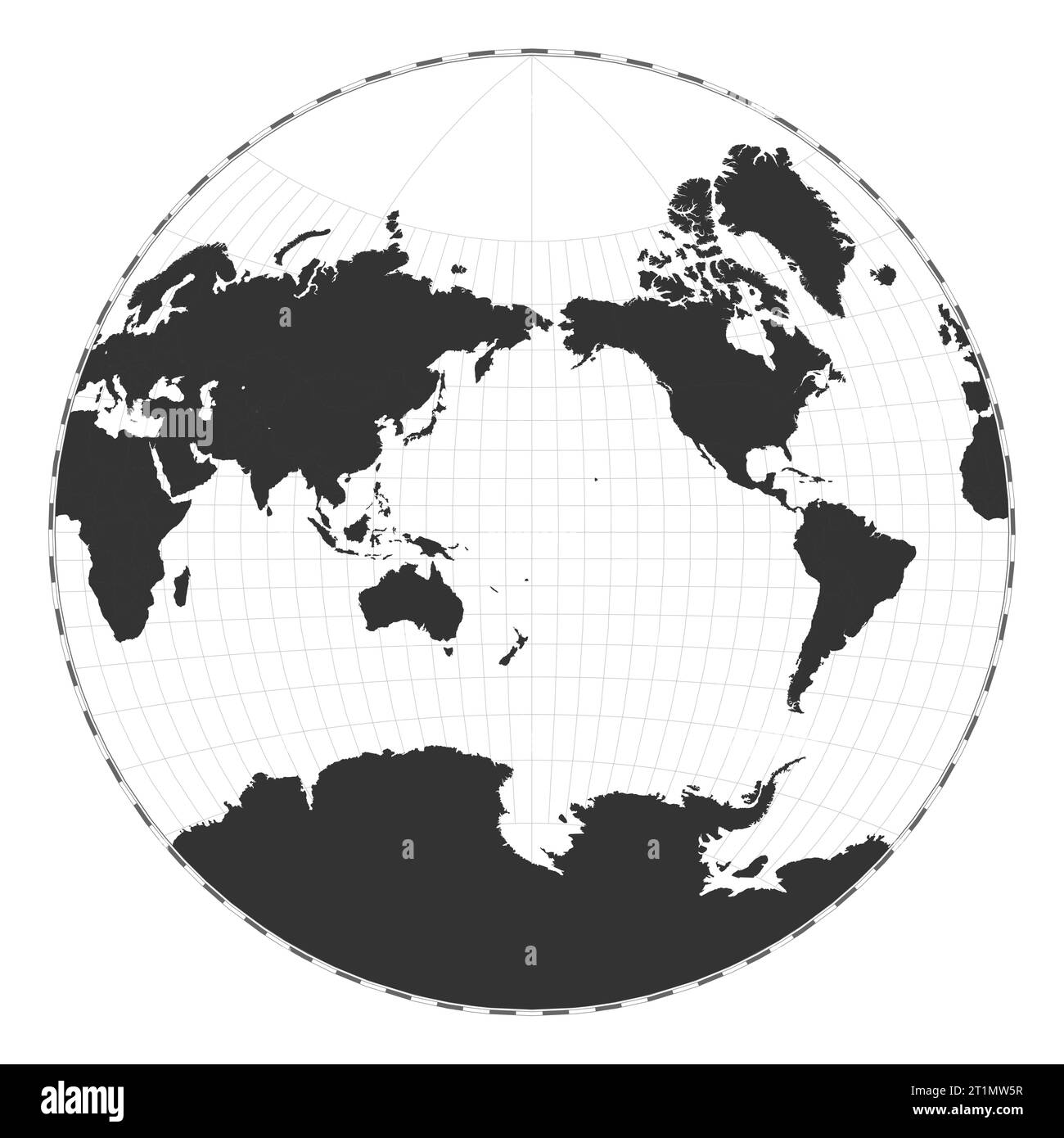 Vector world map. Van der Grinten projection. Plain world geographical ...