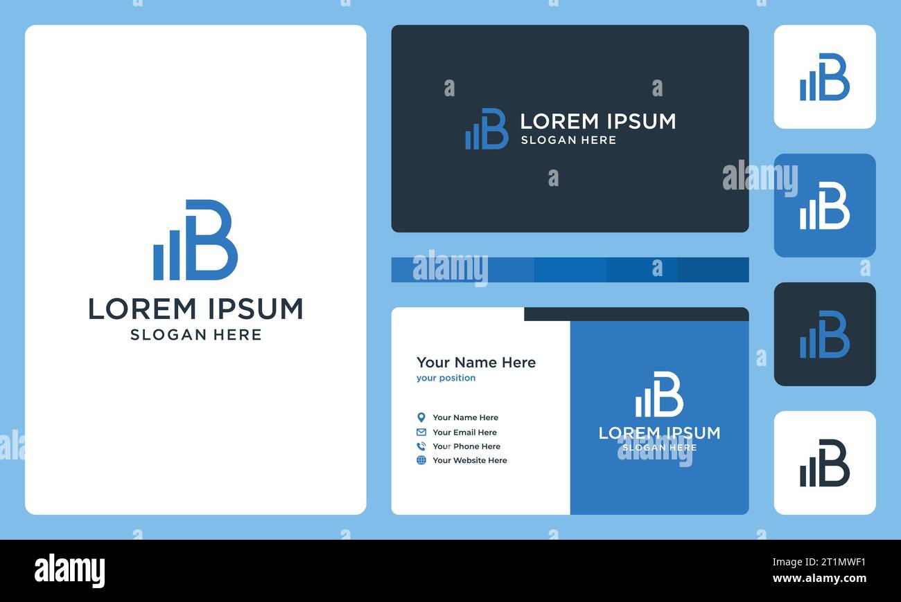 Letter B logo design template with investment finance chart graphic ...