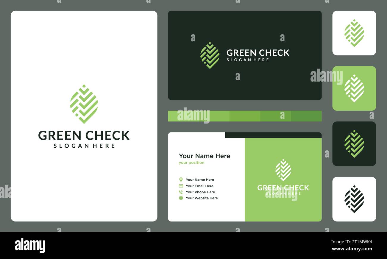 Abstract leaf logo design template with check mark graphic vector ...