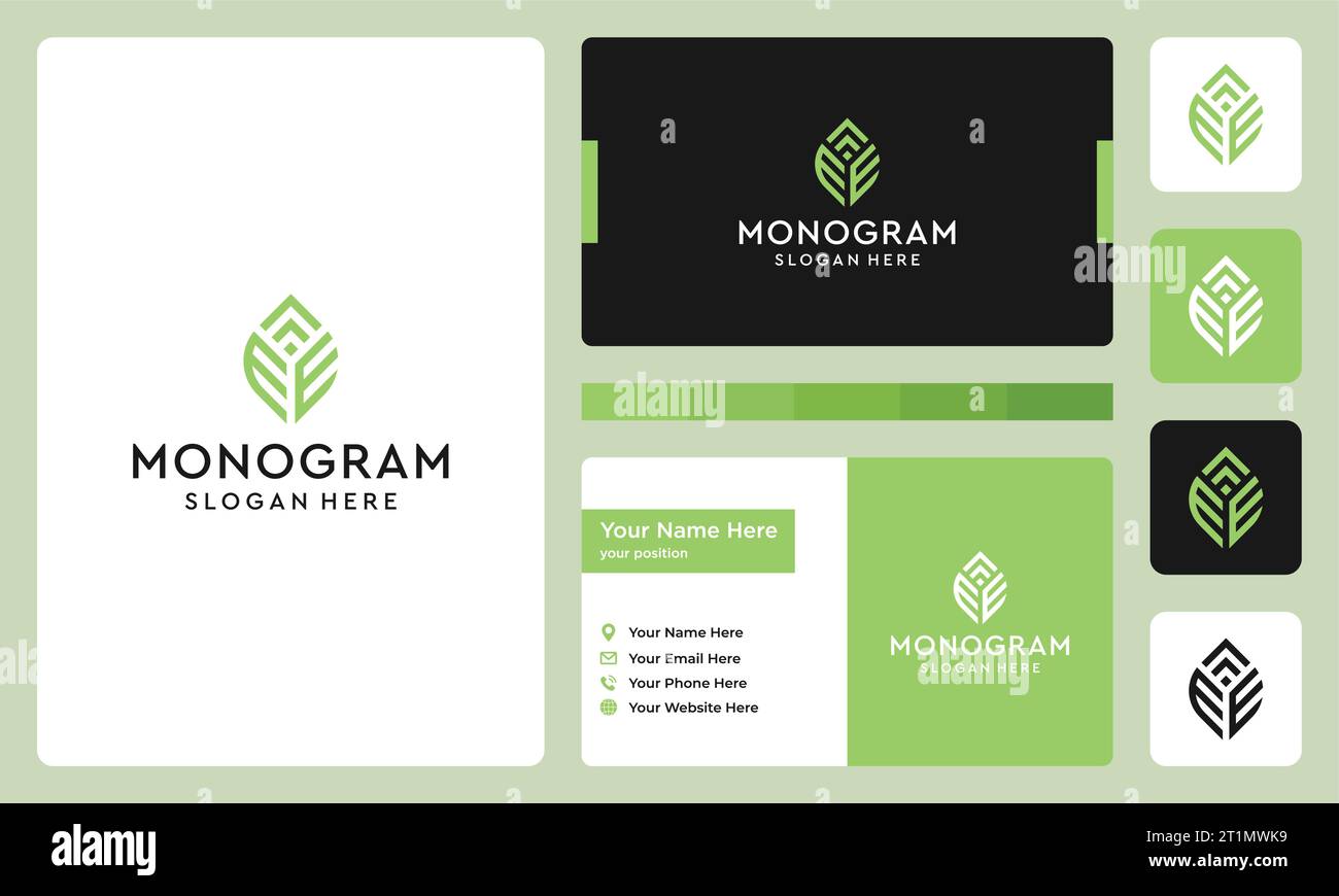 Initial letter monogram logo design template with growth graphic vector ...