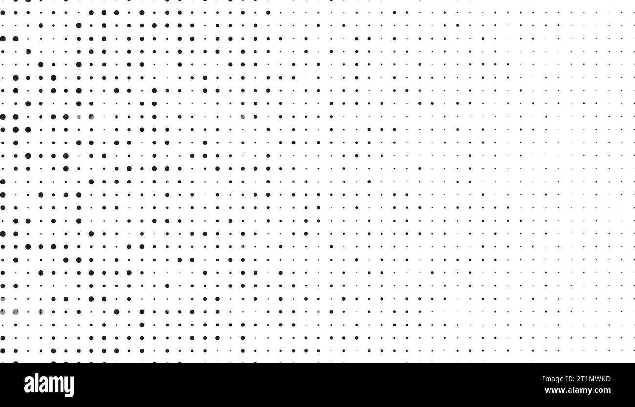 Halftone dotted pattern. Black and white halftone gradient. Geometric halftone. Random size dots ...