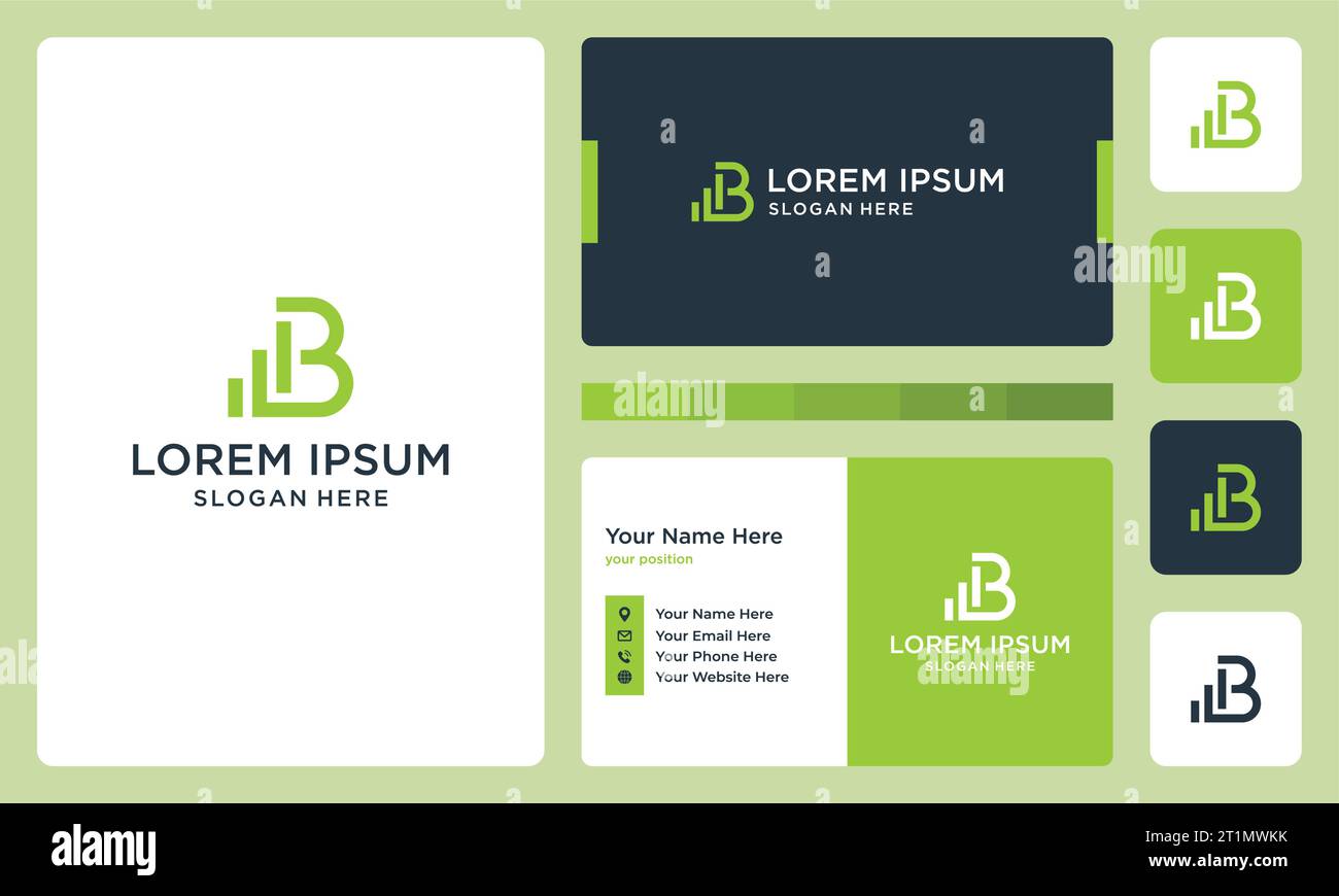 Letter B logo design template with investment finance chart graphic ...
