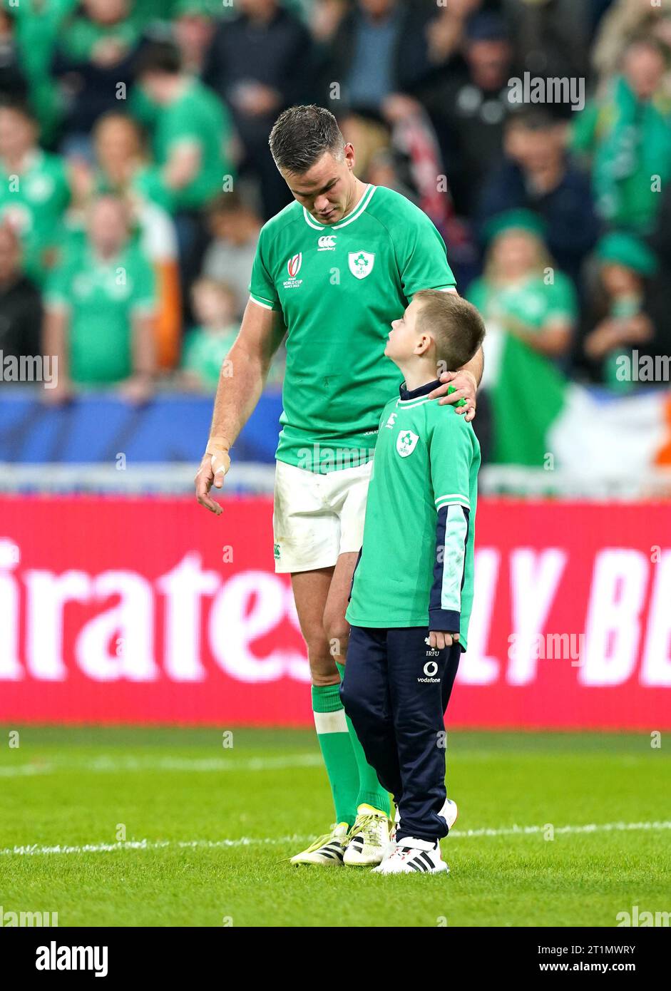 Ireland's Johnny Sexton (left) with his son Luca after the final ...