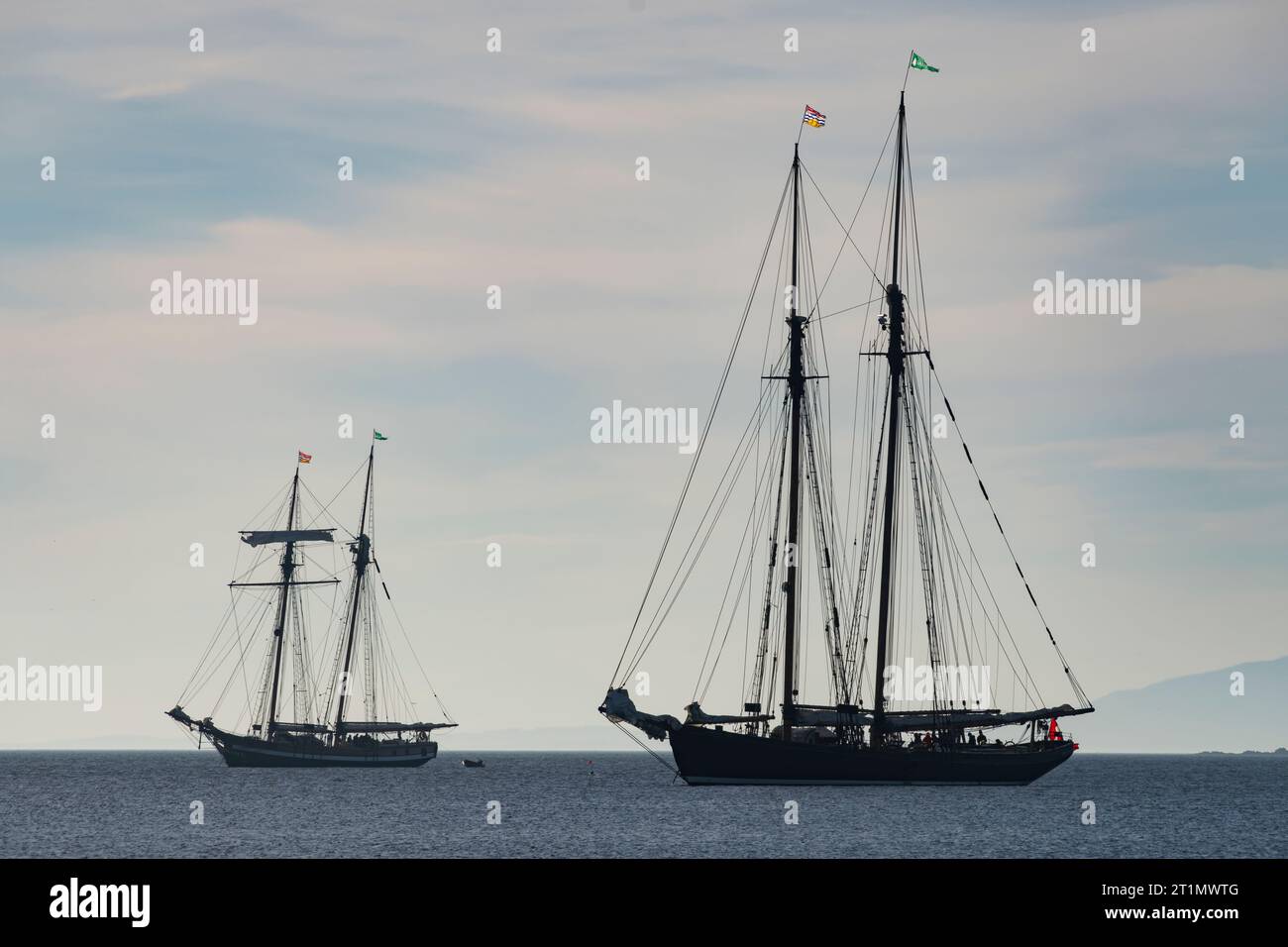 Sailing vessels Pacific Swift and Pacific Grace at anchor in Cadboro ...