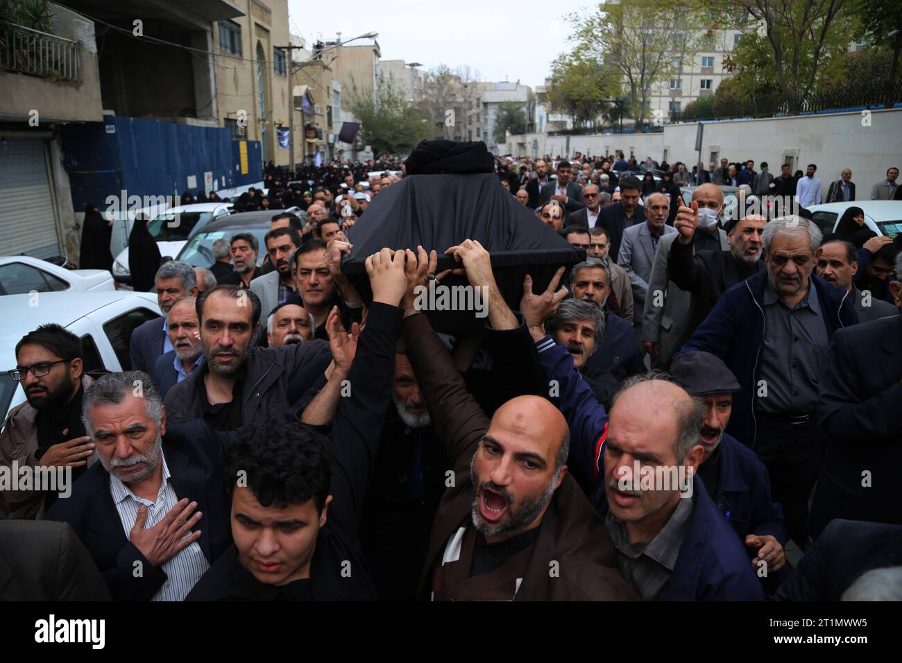 Tehran, Iran. 13th Oct, 2023. Iranian mourners attend a funeral ...