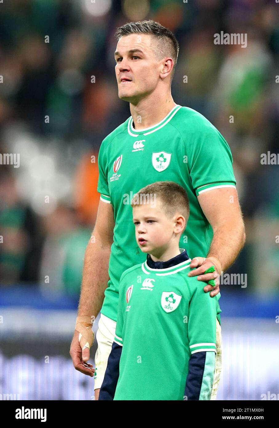 Ireland's Johnny Sexton (left) with his son Luca after the final ...