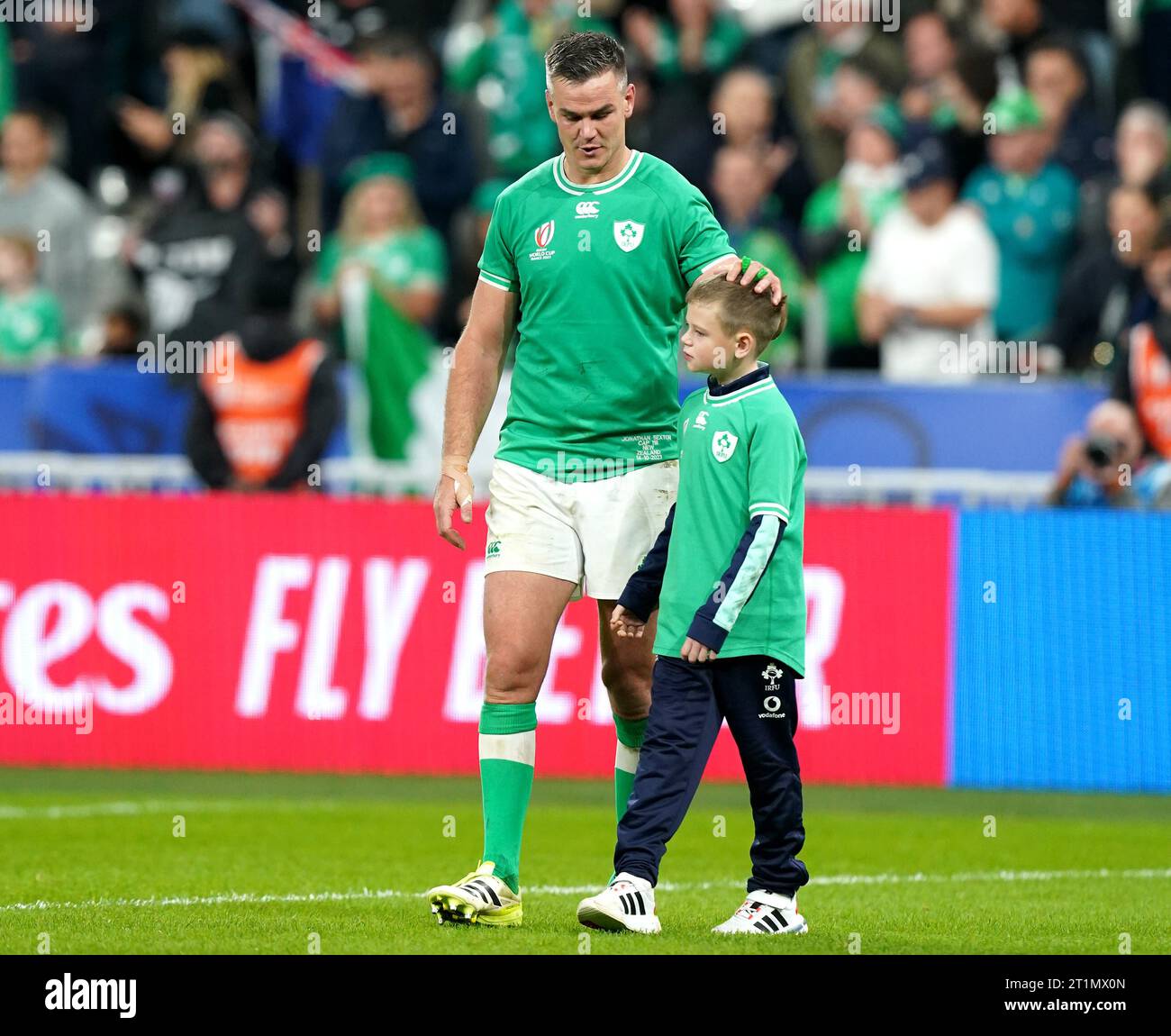 Ireland's Johnny Sexton (left) with his son Luca after the final ...