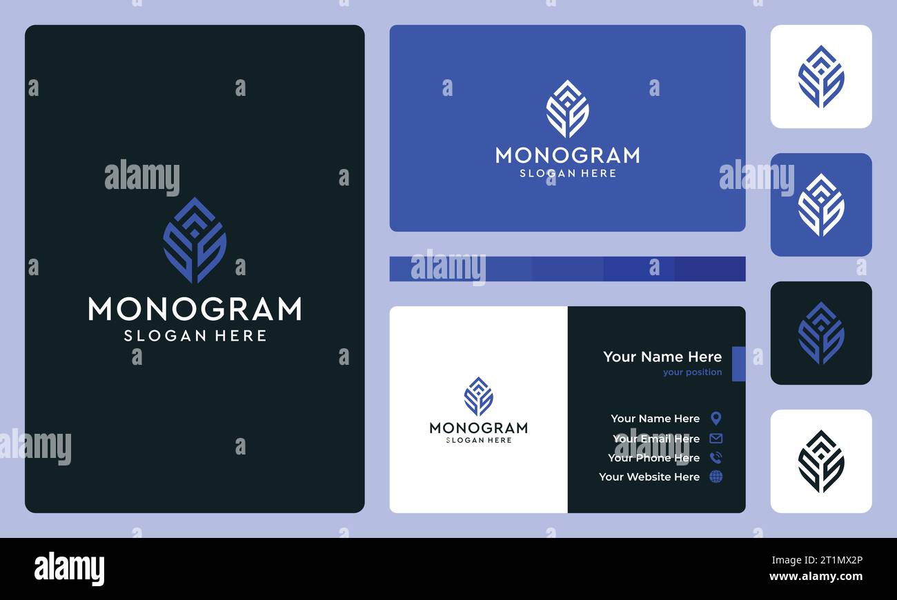 Initial letter monogram logo design template with growth graphic vector ...