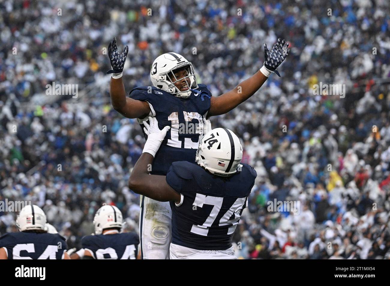 Penn State running back Kaytron Allen (13) celebrates with offensive ...