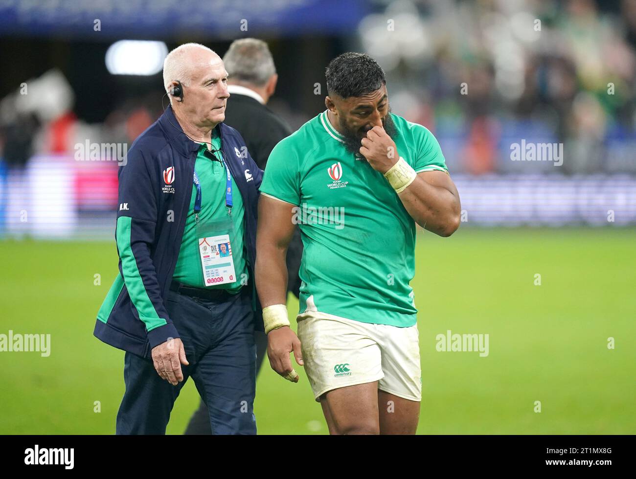 Ireland's Bundee Aki reacts after the Rugby World Cup 2023 quarter ...