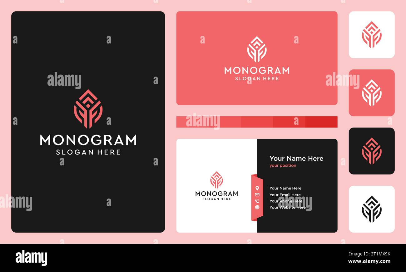 Initial letter monogram logo design template with growth graphic vector ...